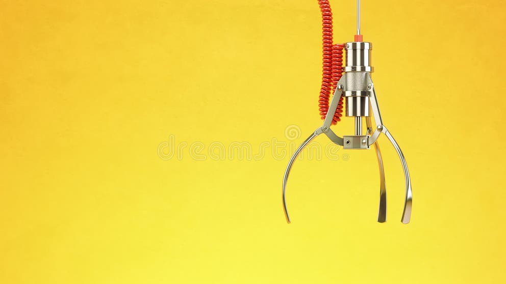 Machine Claw on Yellow Background. Crane Game Stock Illustration ...