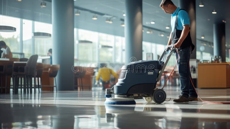 Machine clean office floor stock illustration. Illustration of ...