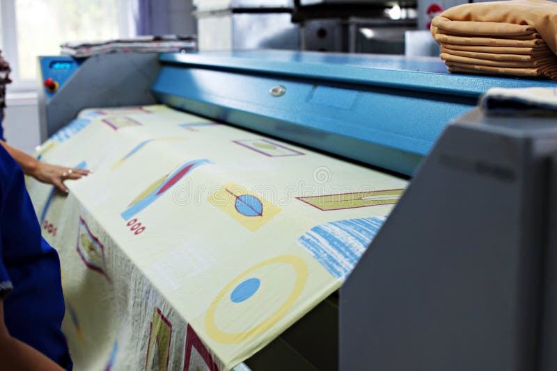 Machine for Cleaning and Ironing of Linen Stock Image - Image of load ...