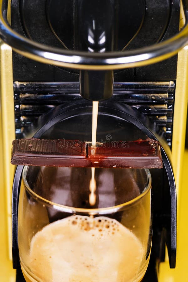 Machine Coffee Making with a Portion of Chocolate Falling Apart at the ...