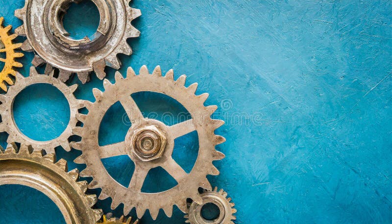 Machine Cogs on a Blue Background. Stock Illustration - Illustration of ...