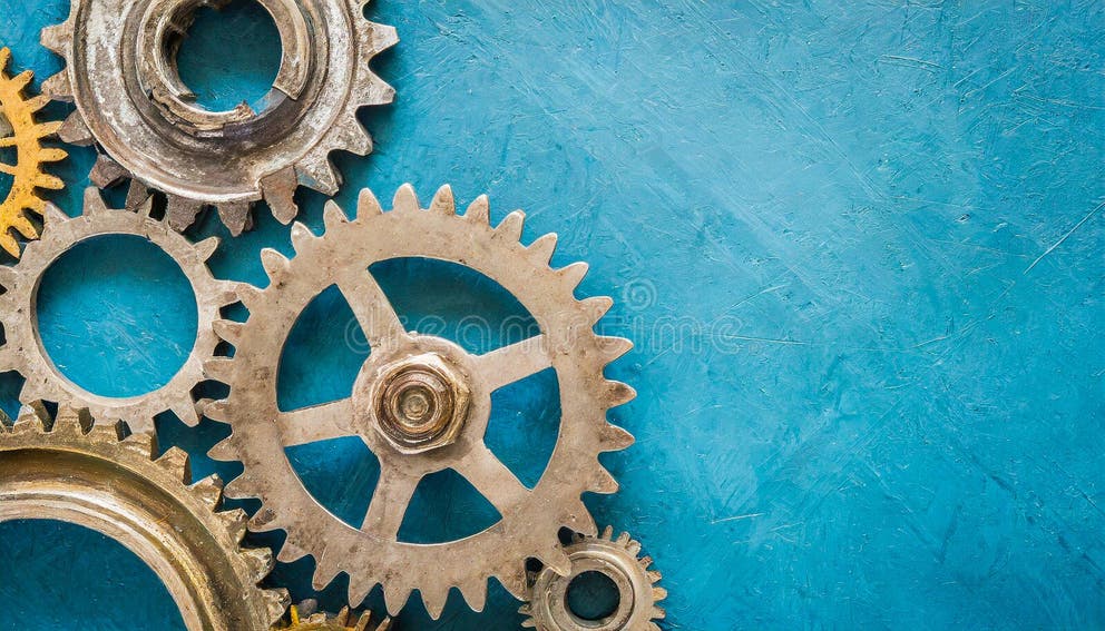 Machine Cogs on a Blue Background. Stock Illustration - Illustration of ...