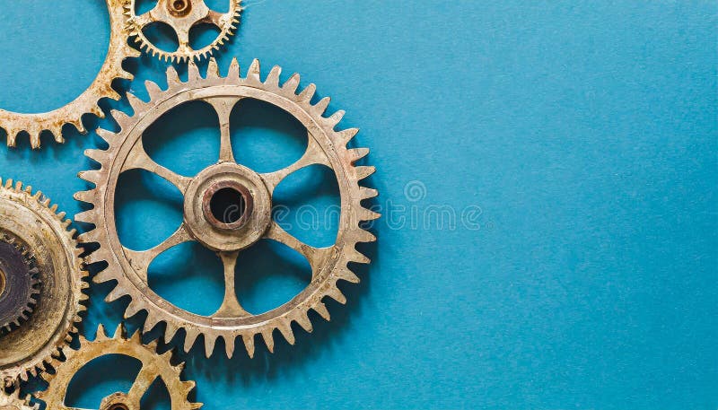 Machine Cogs on a Blue Background. Stock Illustration - Illustration of ...