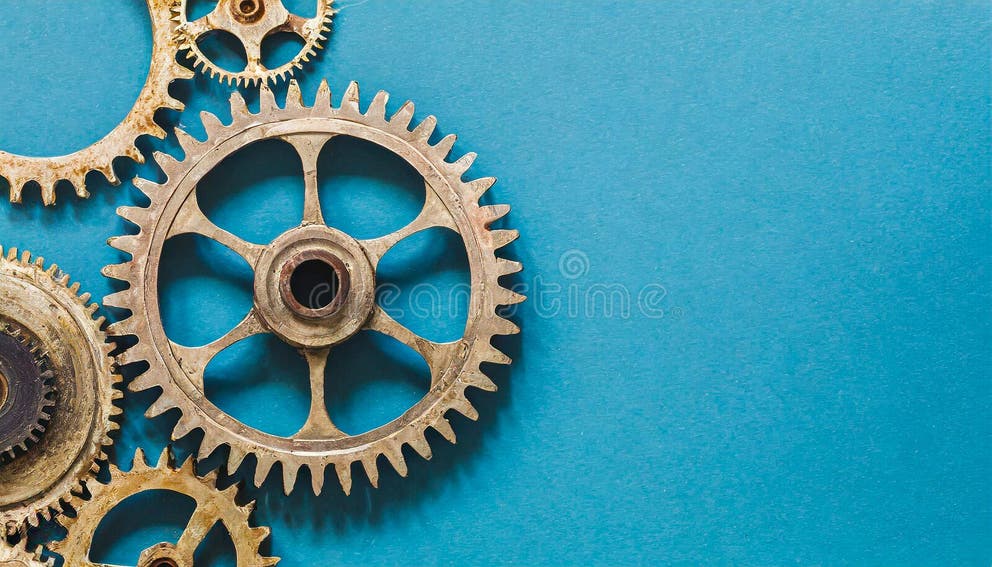 Machine Cogs on a Blue Background. Stock Illustration - Illustration of ...
