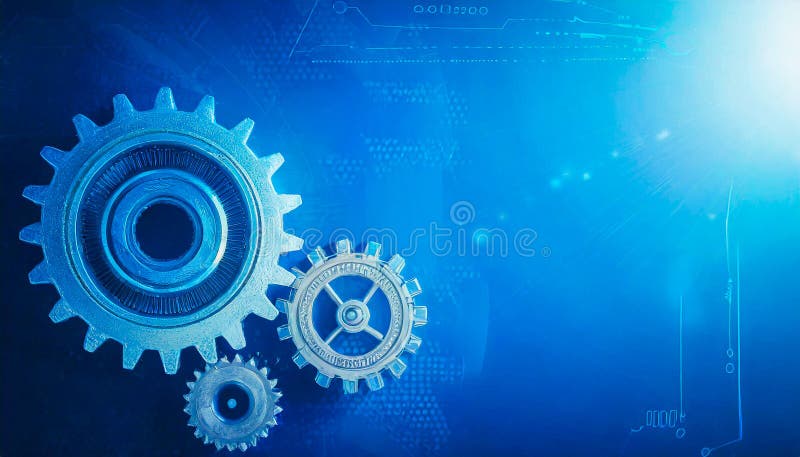 Machine Cogs on a Blue Background. Stock Illustration - Illustration of ...