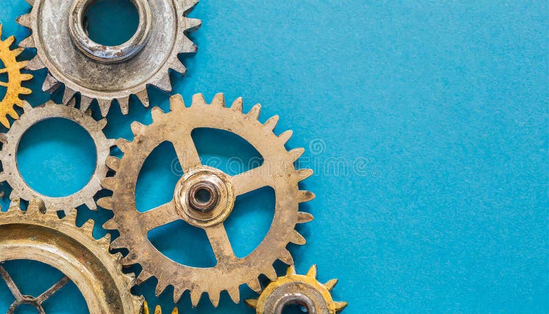 Machine Cogs on a Blue Background. Stock Illustration - Illustration of ...