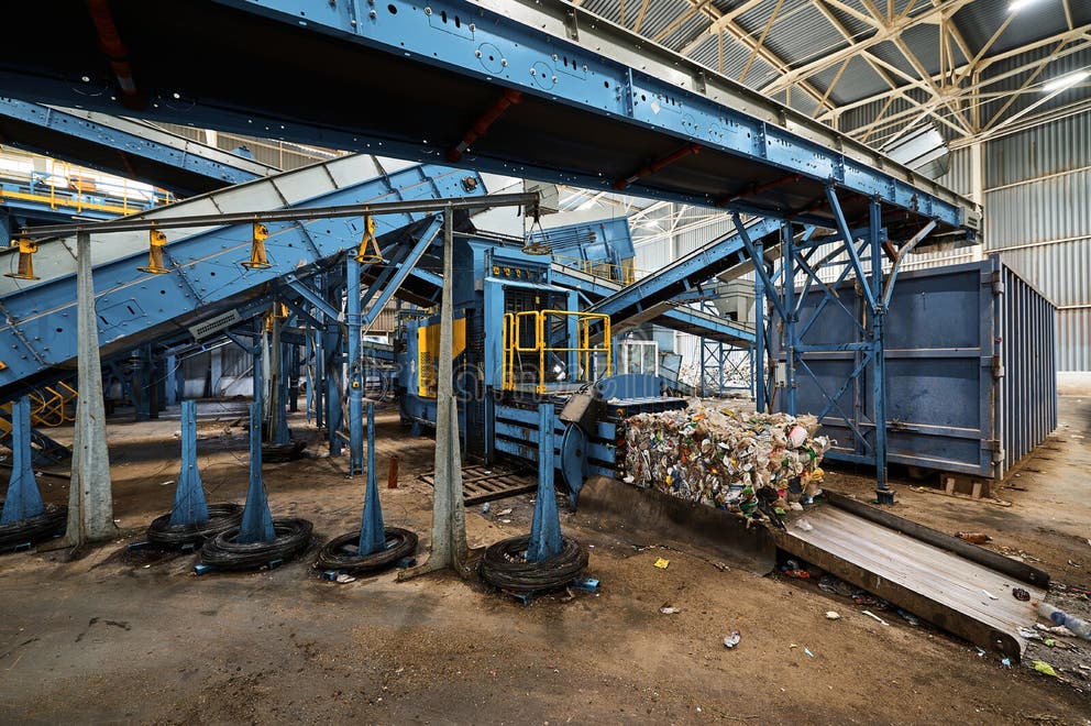 Machine for Compacting Household Waste. Compaction of Garbage into ...