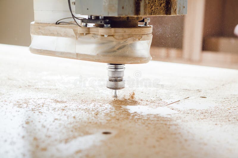 Machine with Computer Numerical Control for Cutting Wood with Various Router Bits. Stock Photo ...