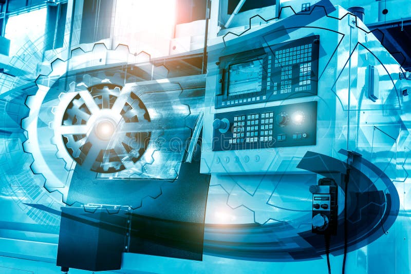 Machine Control Panel CNC with Abstract Graphical Interface Covered ...