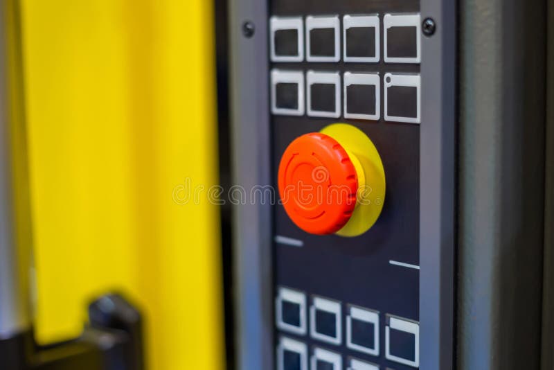 Machine Control Panel with Red Switch Button - Emergency Stop at ...