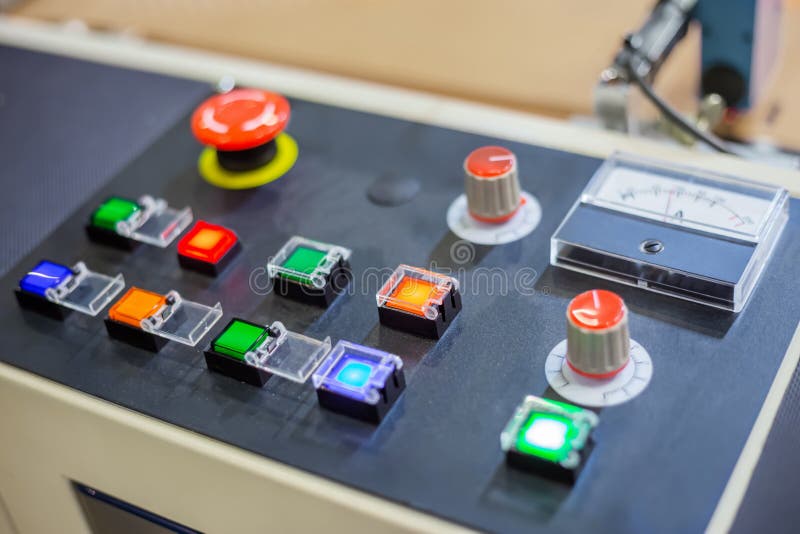 Machine Control Panel with Push Buttons and Switches at Factory Stock ...
