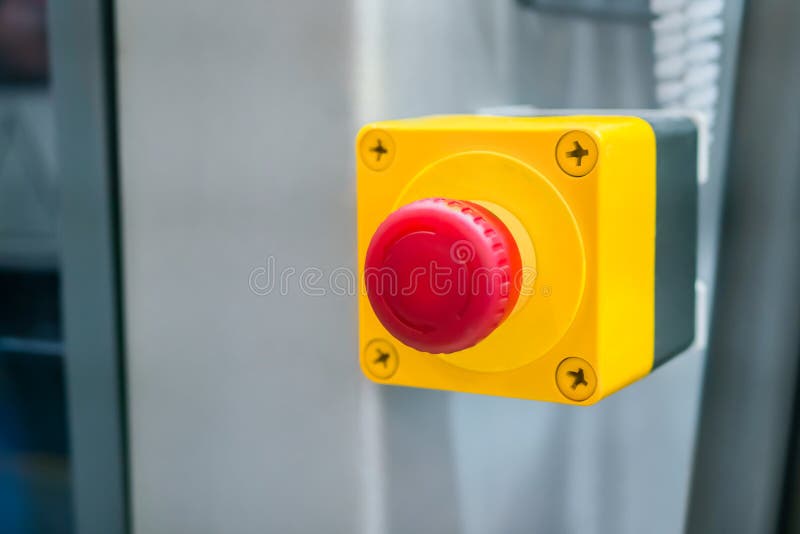 Machine Control Panel with Red Switch Button - Emergency Stop at ...