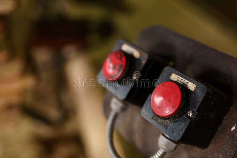 Machine Control Panel with Two Red Buttons Stock Photo - Image of ...