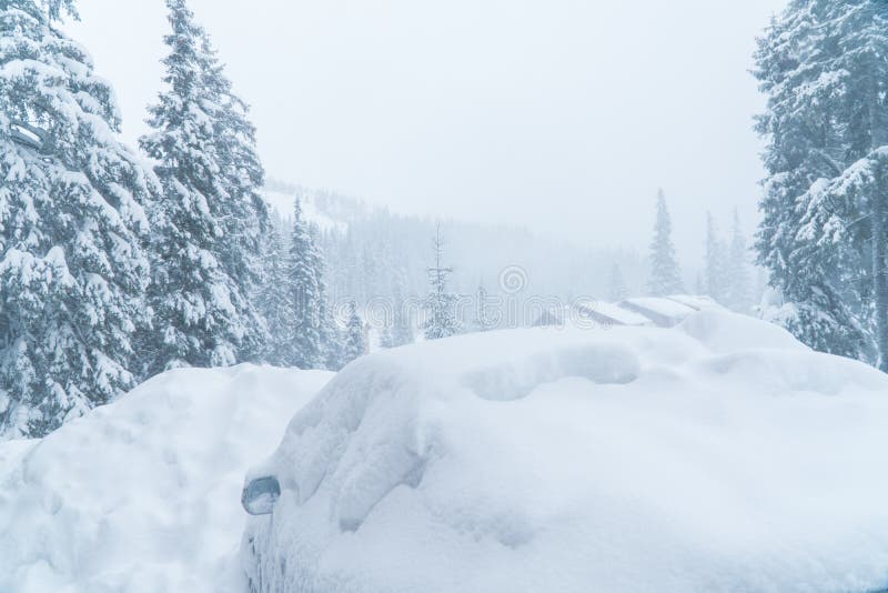 The Machine is Covered with Snow Blizzard. Bad Weather Stock Image ...