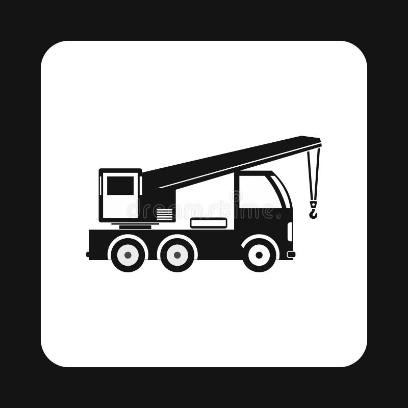 Machine with Crane Icon, Simple Style Stock Vector - Illustration of ...