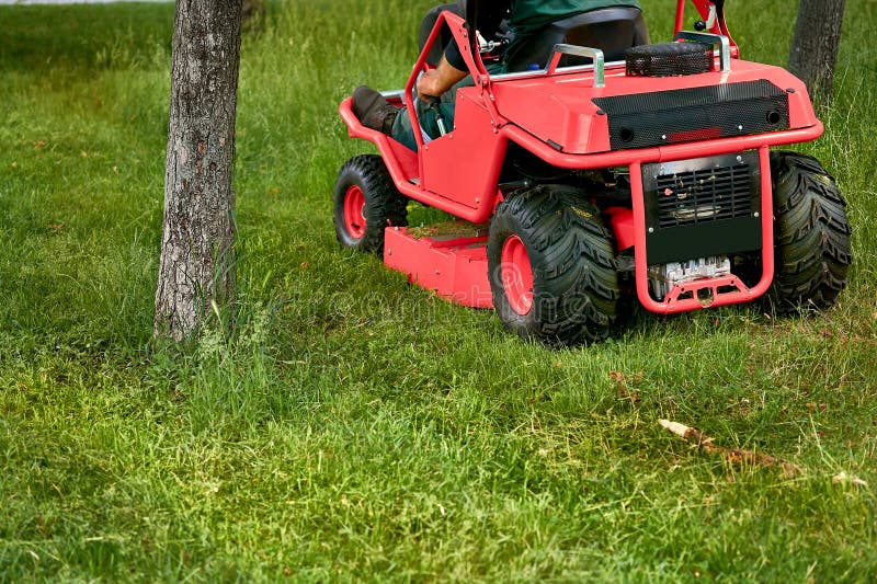 Professional Grass Cutting on Lawns with a Mini Tractor Lawn Mower ...
