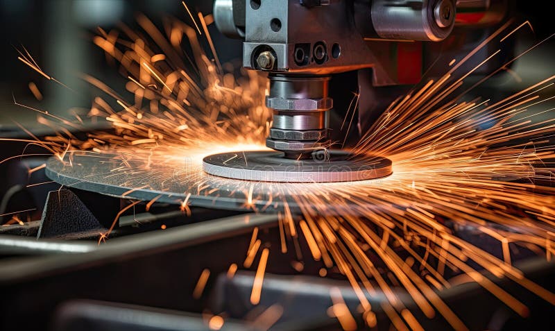Machine Cutting Metal with Sparkling Precision Stock Illustration ...