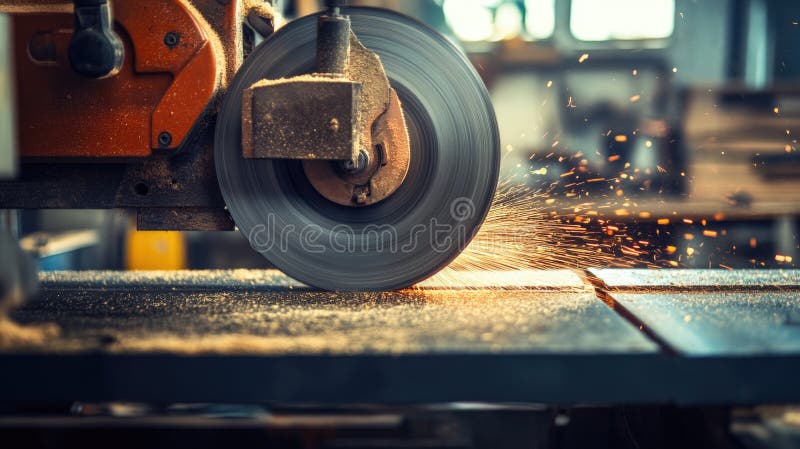 A Machine Cutting a Piece of Wood with a Circular Blade, Useful for ...