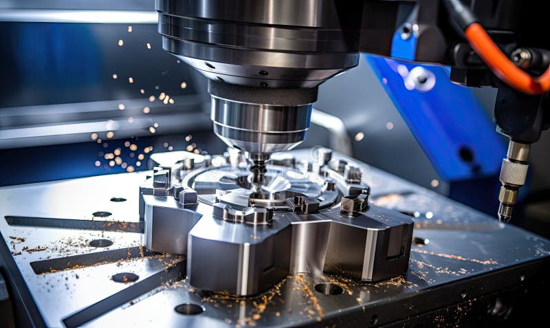 A Precision Metal Cutting Machine in Action Stock Illustration ...