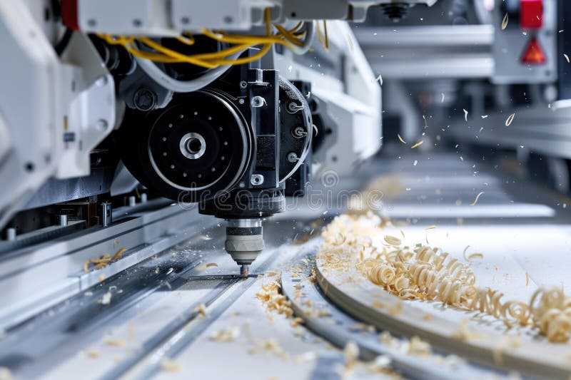 Machine Cutting Wood Small Chips Wooden Table Stock Photos - Free ...