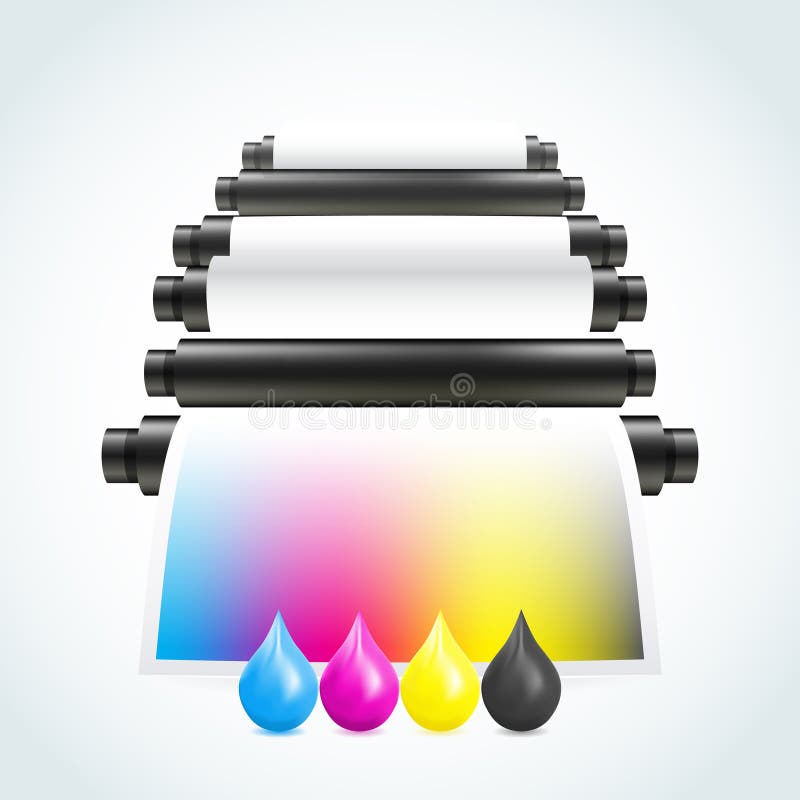 Machine D'impression Offset - Encre Magenta Photo stock - Image du cyan ...