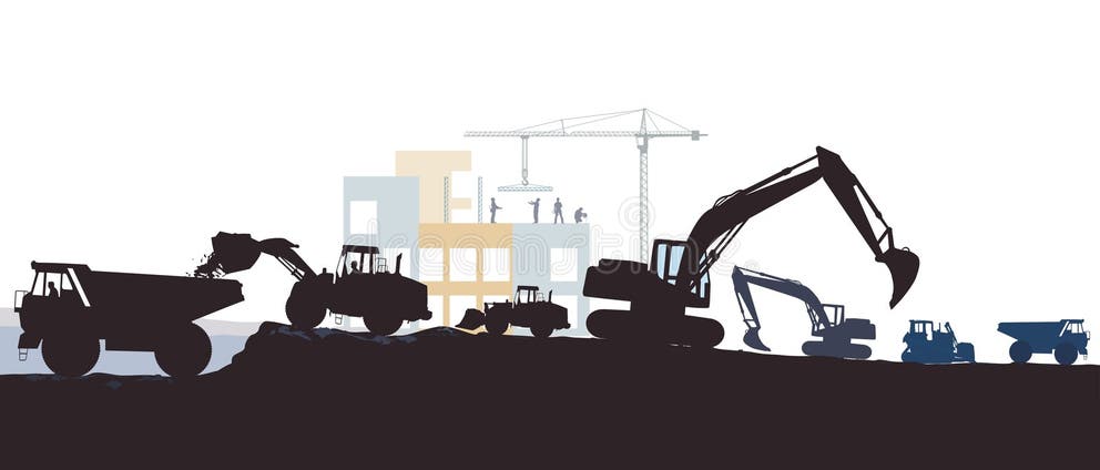 Machine De Construction Sur Le Chantier De Construction Illustration ...