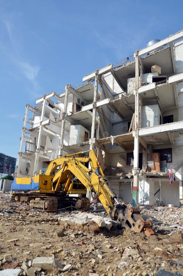 Machine for Demolish or Pull Down Building Structure in Thailand Stock ...