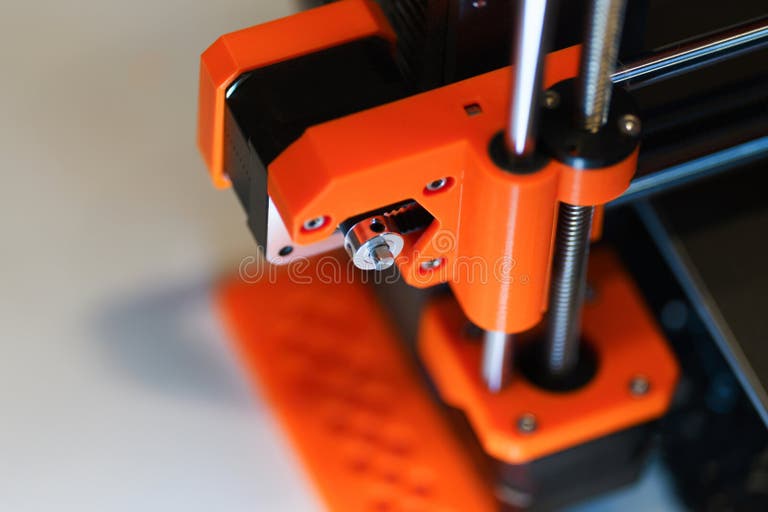 Machine Details 3d Printer Motor Orange Color Stock Photo - Image of ...