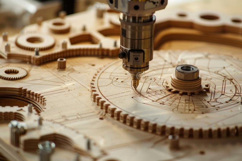 A Machine Diligently Carves and Assembles Pieces To Create a Wooden ...