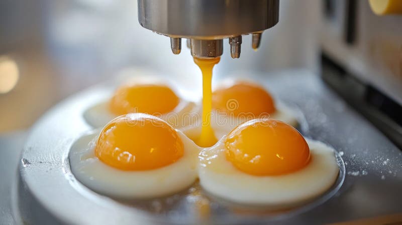 Machine Dispensing Egg Yolks into Fried Egg Whites Stock Illustration ...