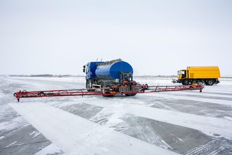 Airfield Sweeper Cleans the Runway Stock Photo - Image of machine, snow ...