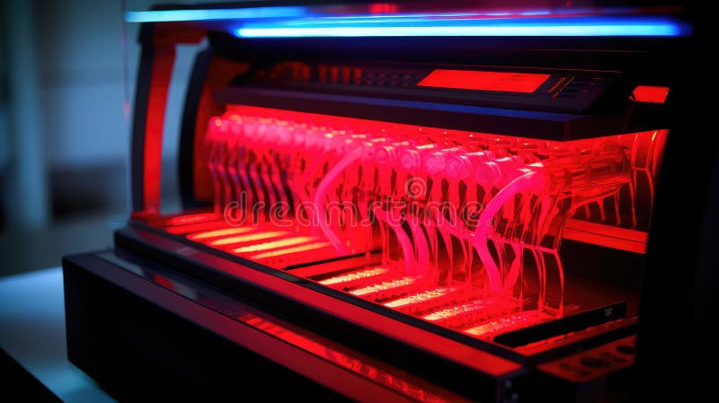 Machine dna red stock illustration. Illustration of genetics - 340024664