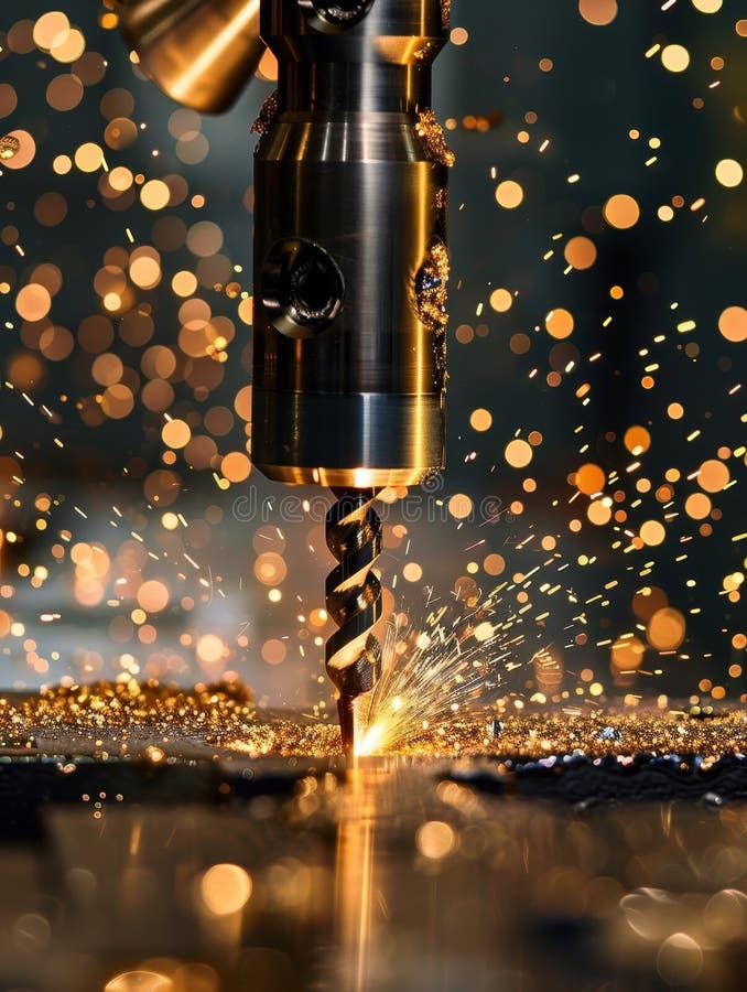 A Machine Drill Piercing through Metal with Intense Sparking, Exemplifying Industrial Strength ...