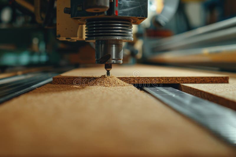 A Machine Drilling a Piece of Wood Stock Image - Image of generated ...