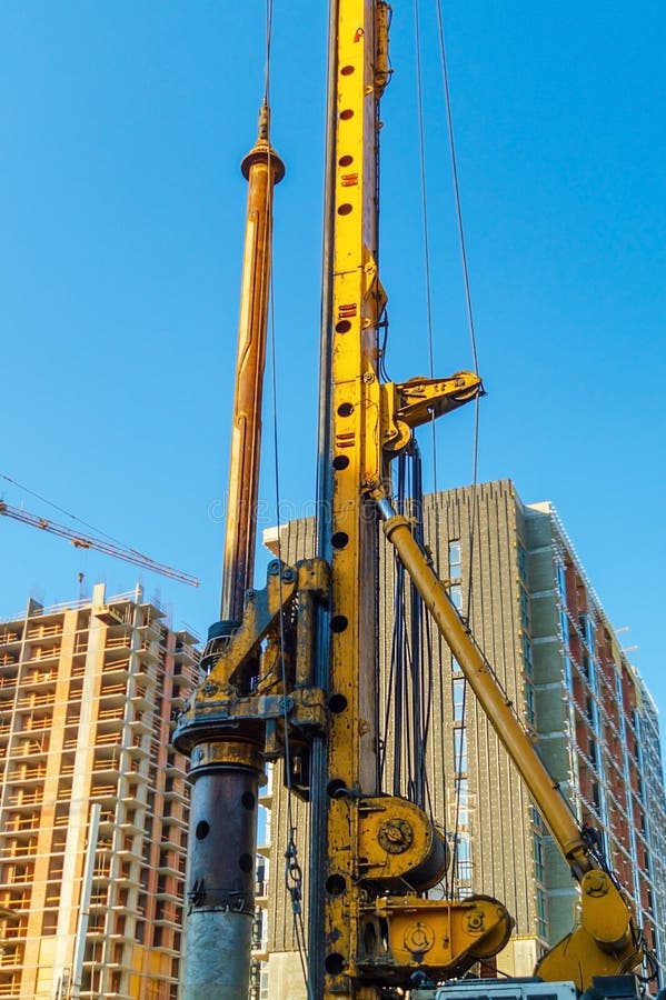 Machine for Driving Piles on the Construction Site Stock Image - Image ...