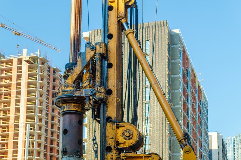 Machine for Driving Piles on the Construction Site Stock Image - Image ...