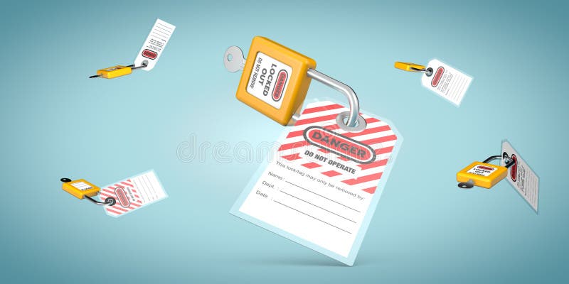 Lock Out, Tag Out with a Danger Tag 3d Render Illustration. Danger and ...