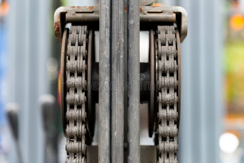 Machine Engine Chain with Cog Wheel Part of Forklift Truck Stock Image ...