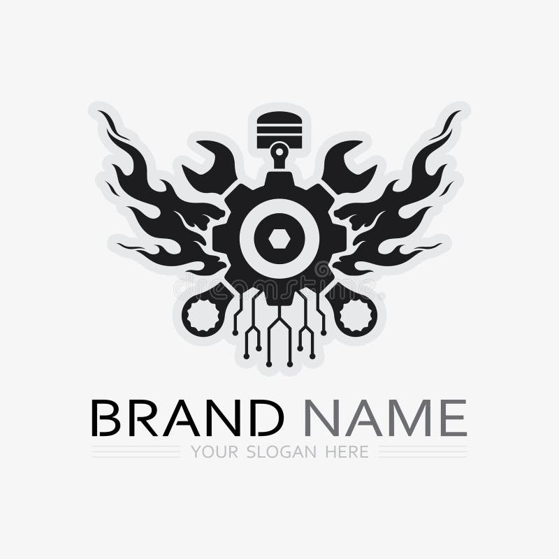 Machine Engine and Heavy Equipment Logos Design Icon Sign Vector ...