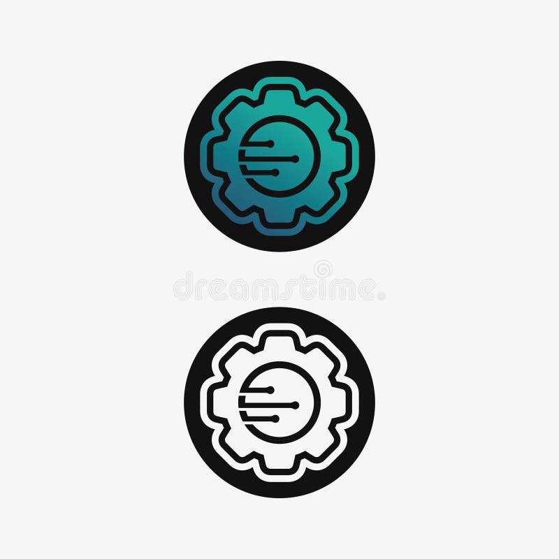 Machine Engine and Heavy Equipment Logos Design Icon Sign Vector ...