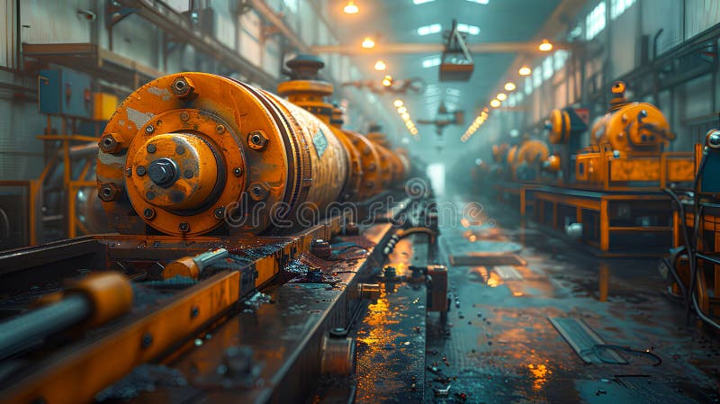 Machine Engine Production Plant, Work Process. Stock Illustration ...