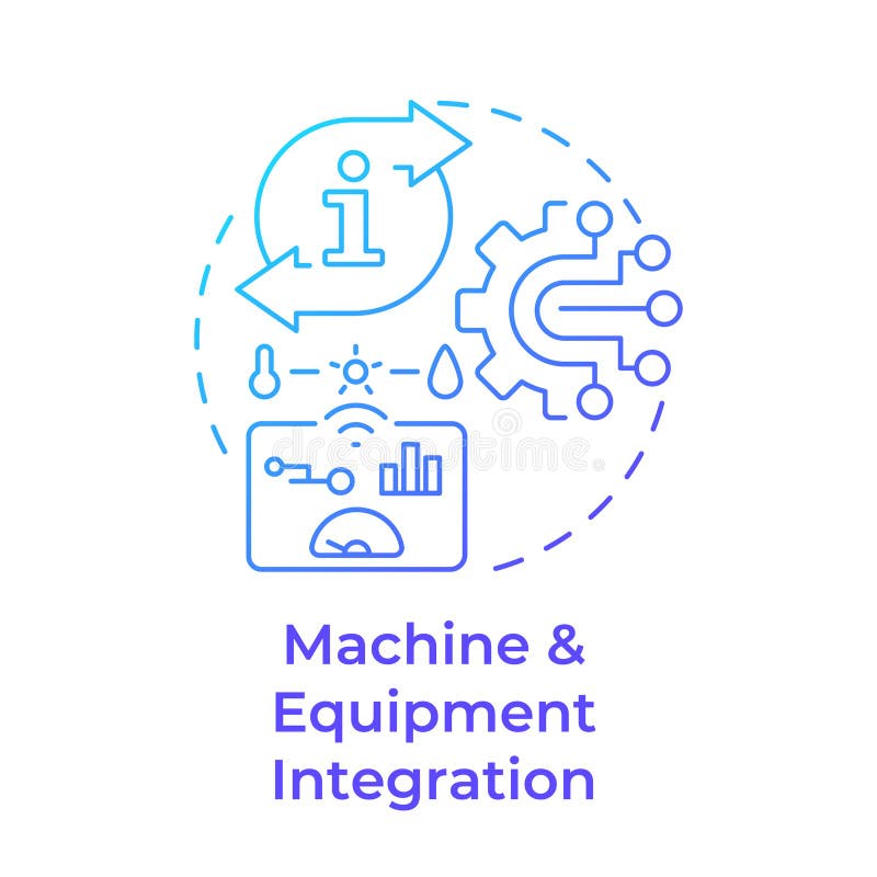 Machine and Equipment Integration Blue Gradient Concept Icon Stock ...