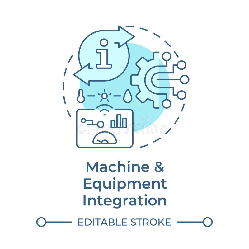 Machine and Equipment Integration Soft Blue Concept Icon Stock Vector ...