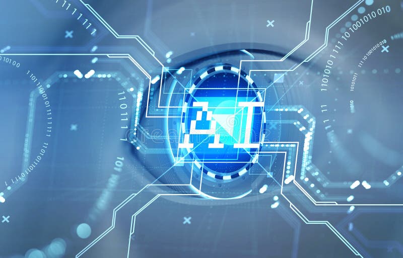 Machine Eye and AI Icon and Binary with Circuit, Digital Hologram Stock ... Machine Eye and AI Icon and Binary with Circuit, Digital Hologram Stock ...
