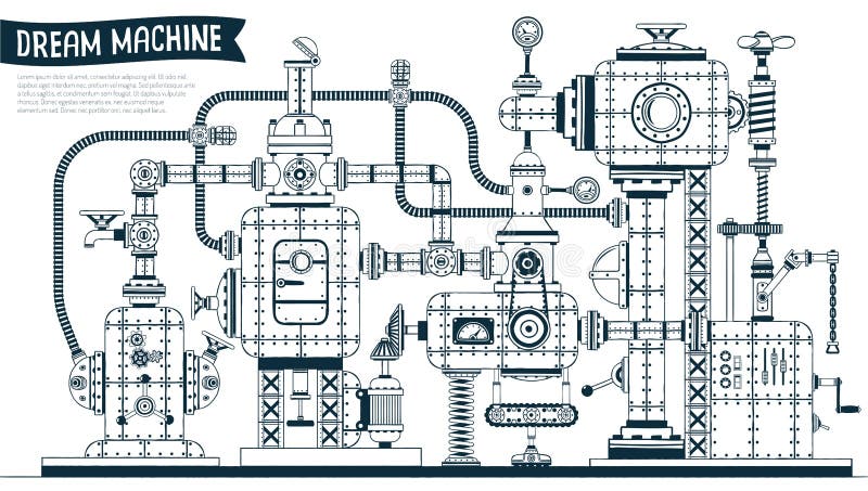 Machine Industrielle Complexe Fantastique De Steampunk Avec Les Tuyaux ...