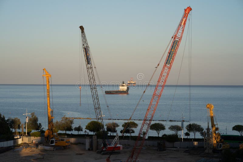 Machine in the Foreground on the Construction Site, in the Background ...