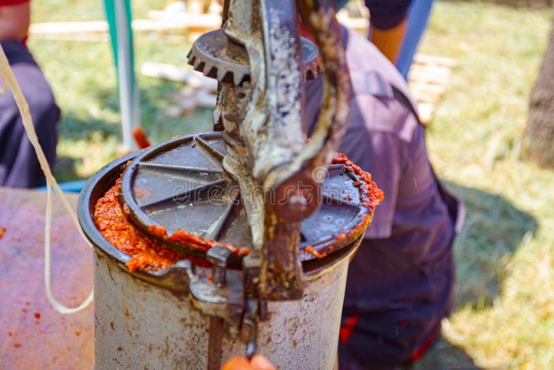 Machine Full of Mincing Meat for Making Handmade Sausages Stock Image ...