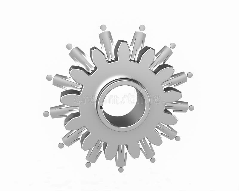 Machine Gears with Figurine Stock Illustration - Illustration of body ...