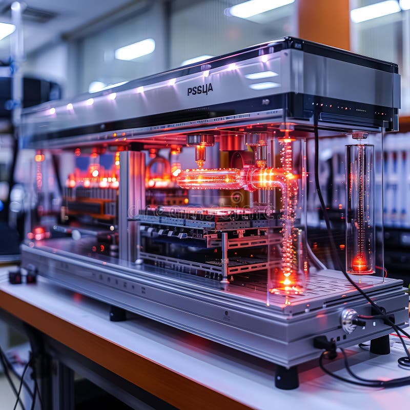 A Machine with a Glowing Light on it Stock Image - Image of electricity ...
