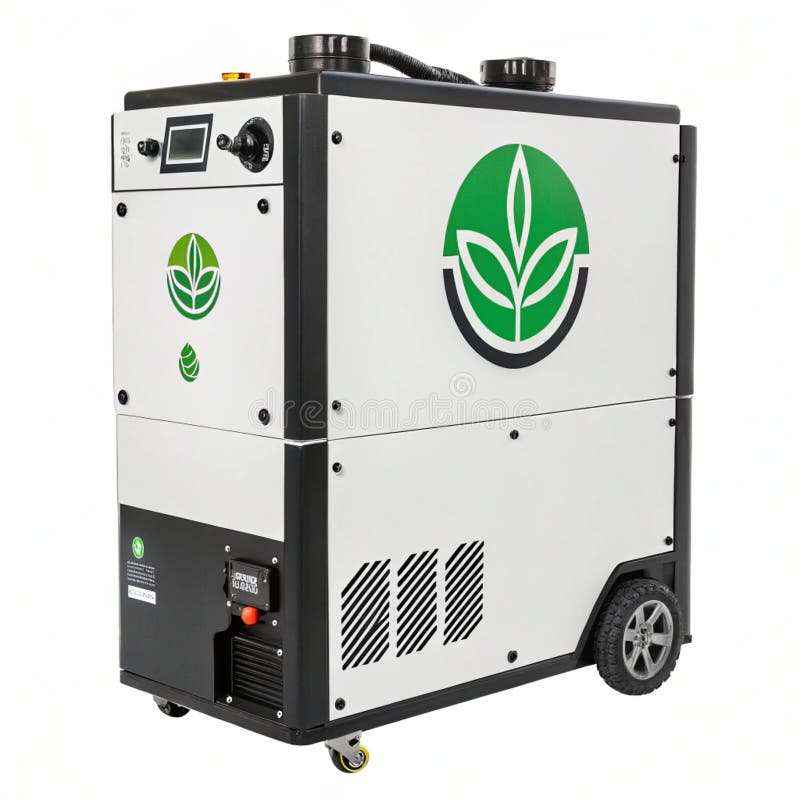 Machine with Green and Black Logo Isolated on White Background Stock ...